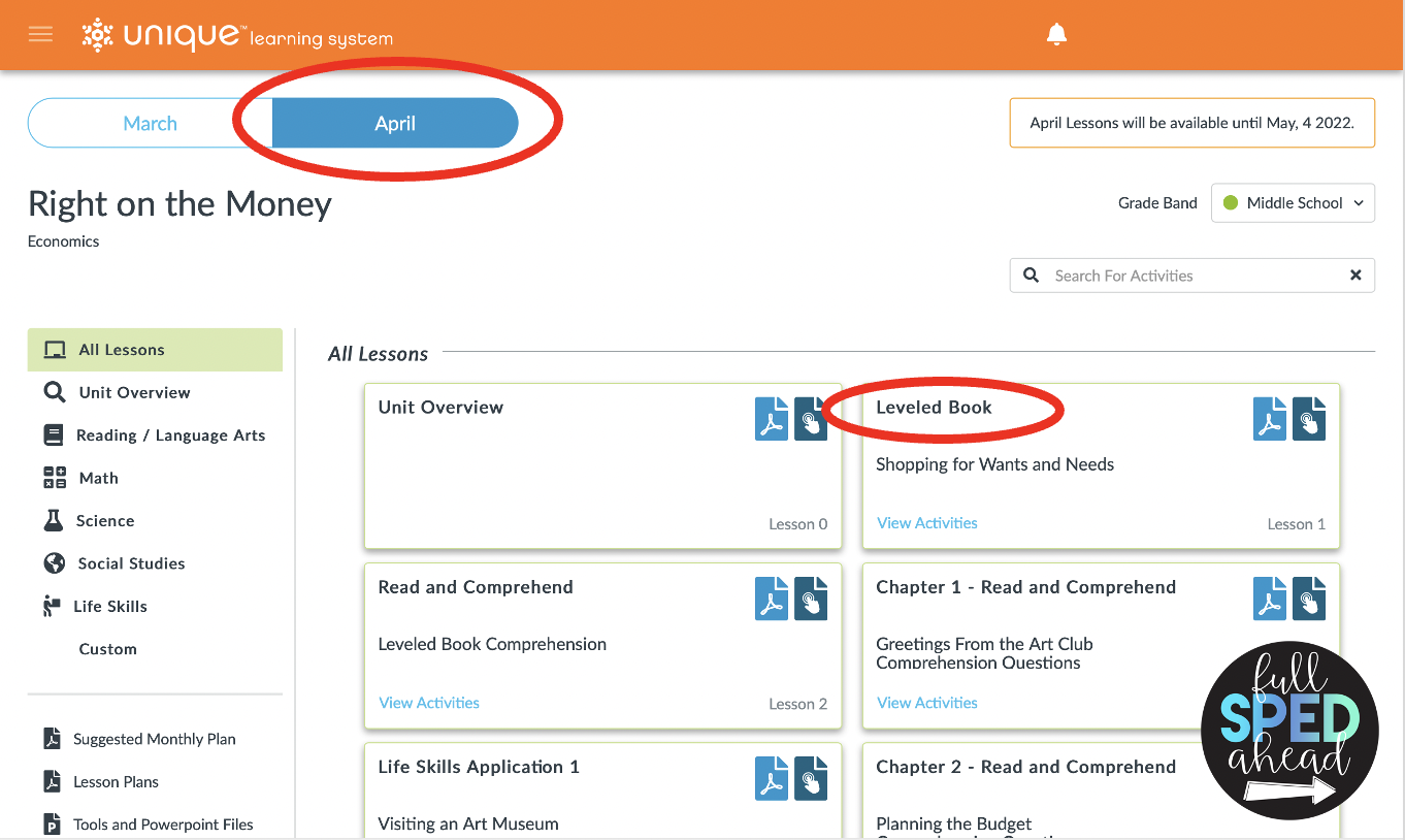 How to Plan for Unique Learning System Monthly Lessons - Full SPED Ahead