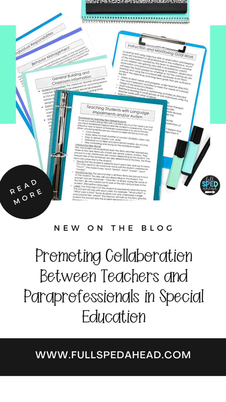 Promoting Collaboration Between Teachers and Paraprofessionals in ...