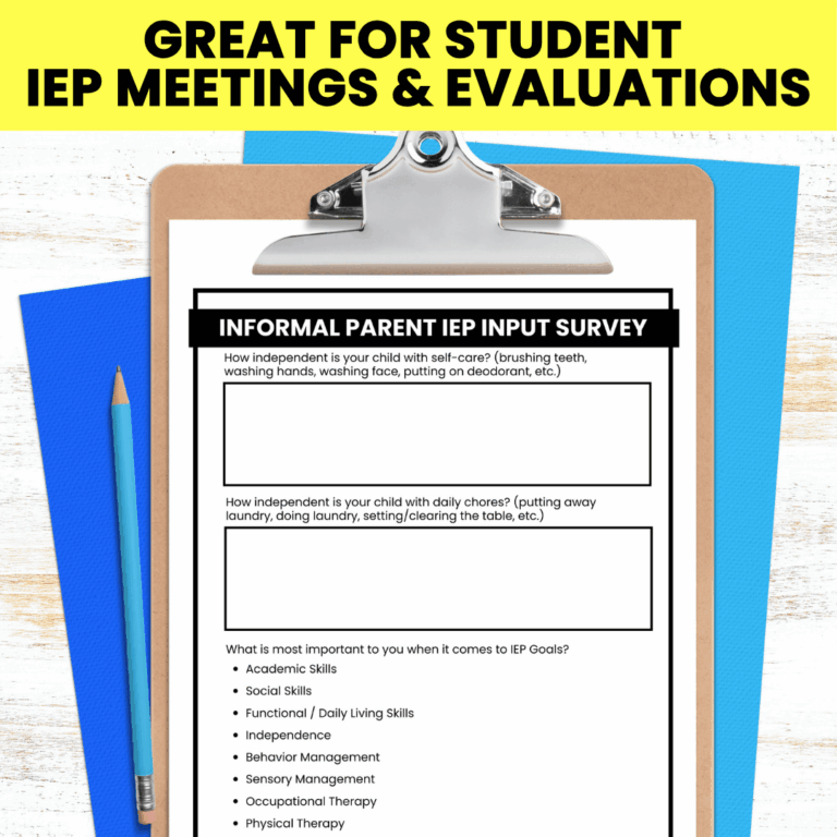 Free Special Education Informal IEP Parent Input Survey IEP Meeting ...
