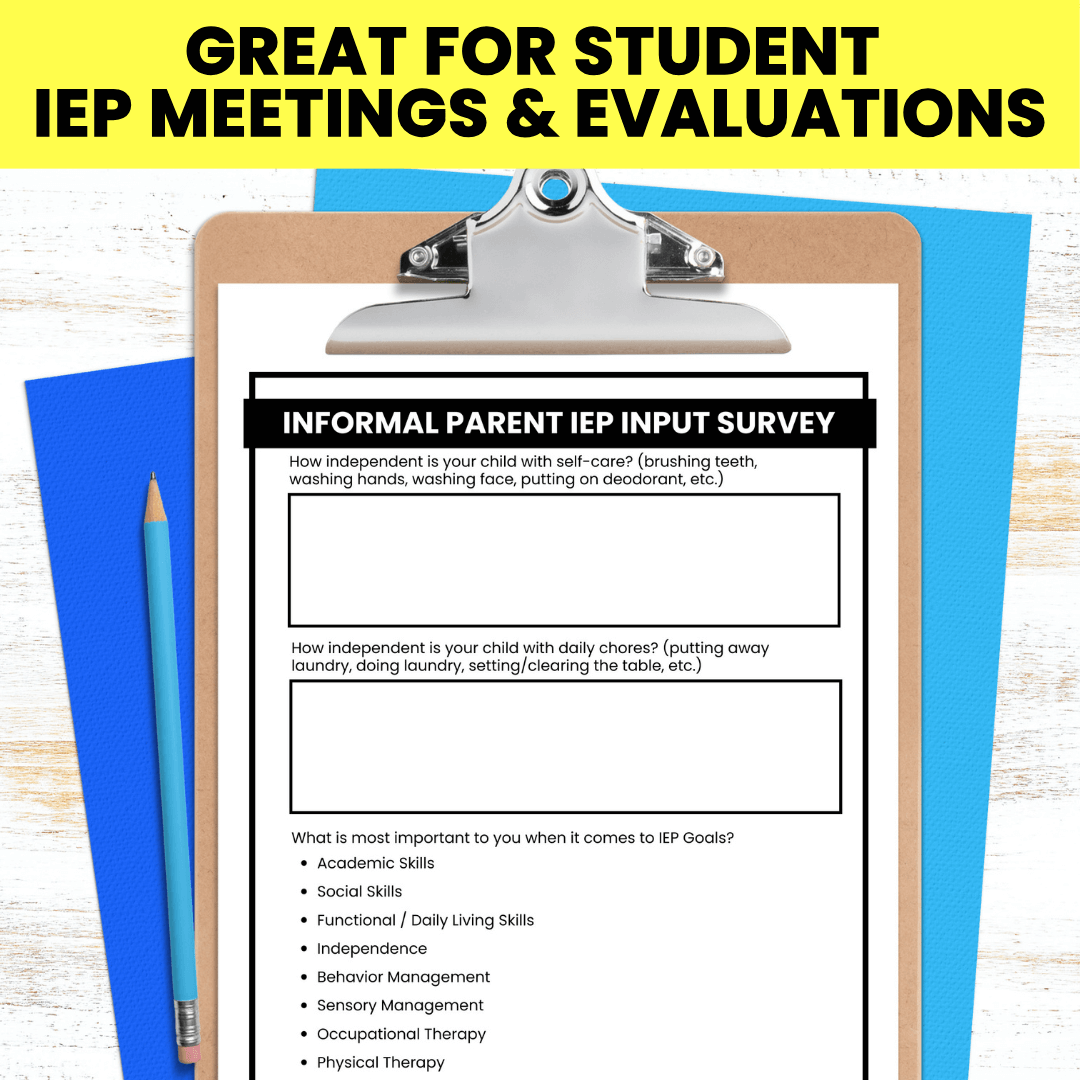 Free Special Education Informal IEP Parent Input Survey IEP Meeting ...