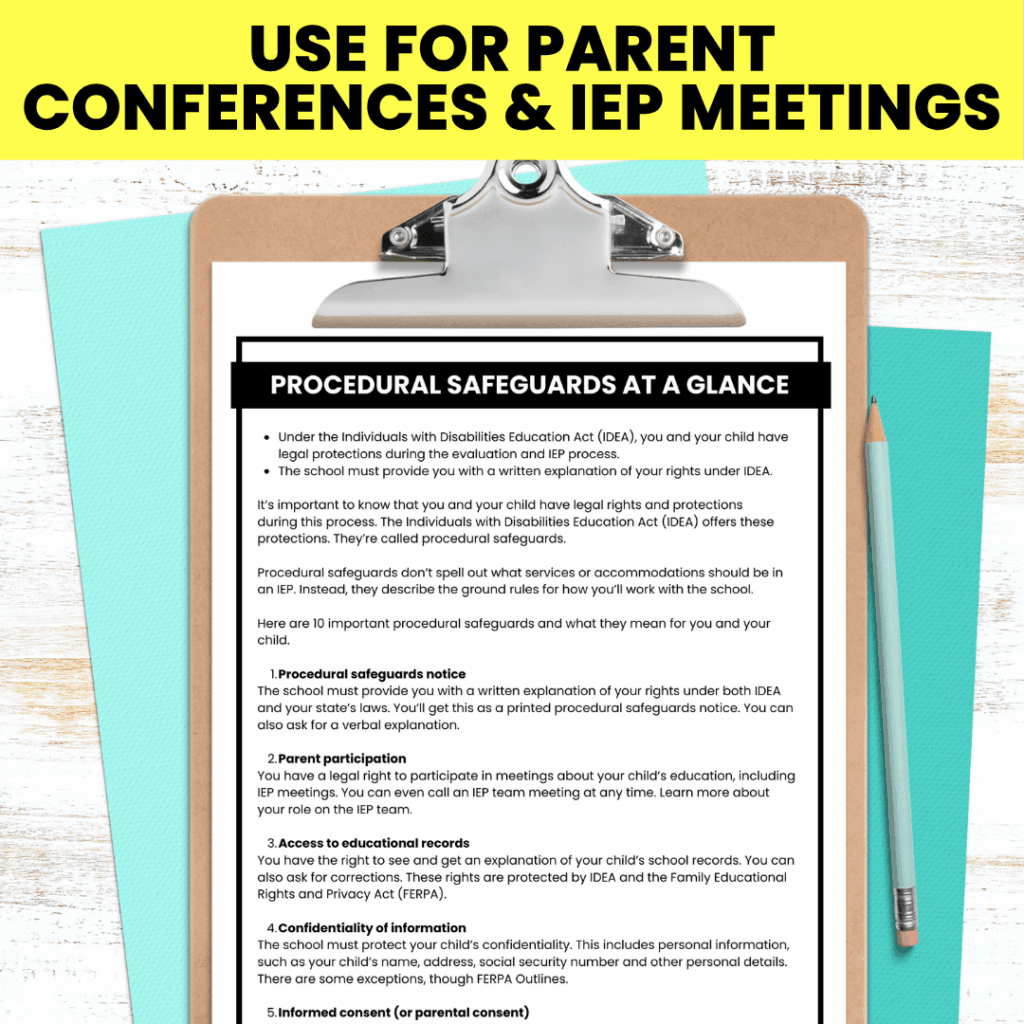 Free Special Education IEP Procedural Safeguards for Parents and ...