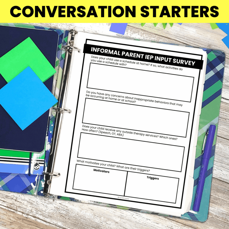 Free Special Education Informal IEP Parent Input Survey IEP Meeting ...