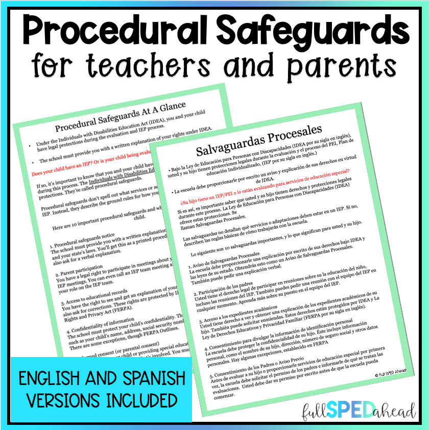 Free Special Education IEP Procedural Safeguards for Parents and ...