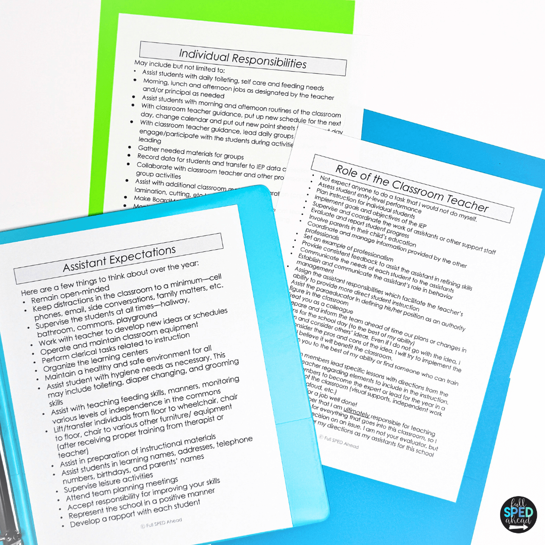 Comprehensive Paraprofessional Training Binder for Back to School ...