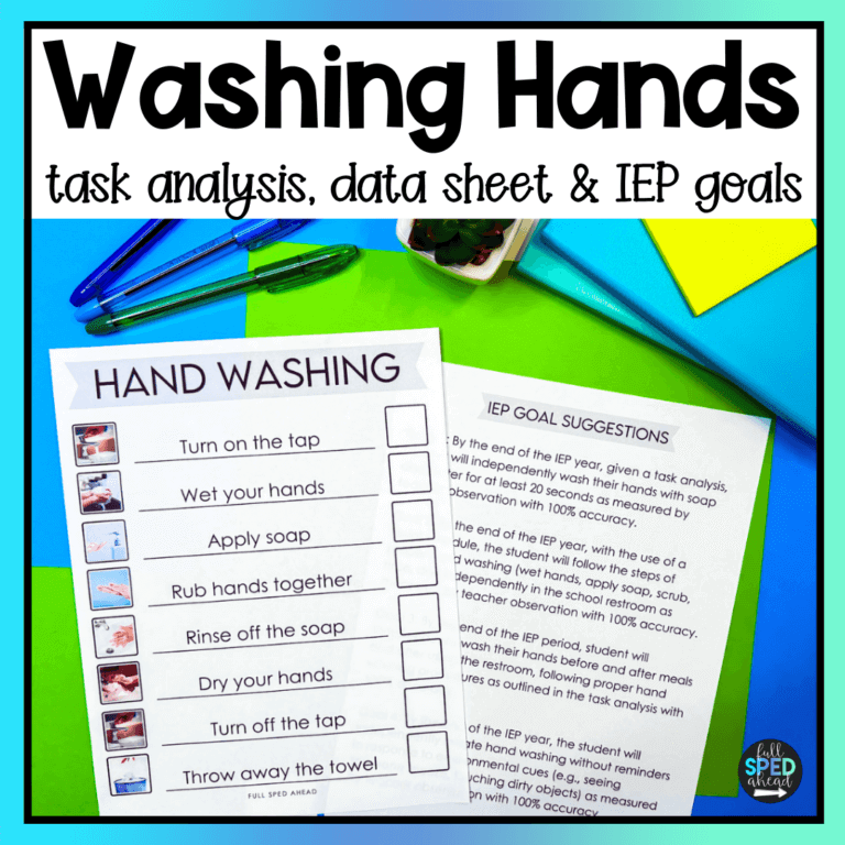 Washing Hands Task Analysis Special Education Life Skills Classroom ...