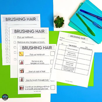 Brush Hair Grooming Visual Task Analysis Template Special Education ...