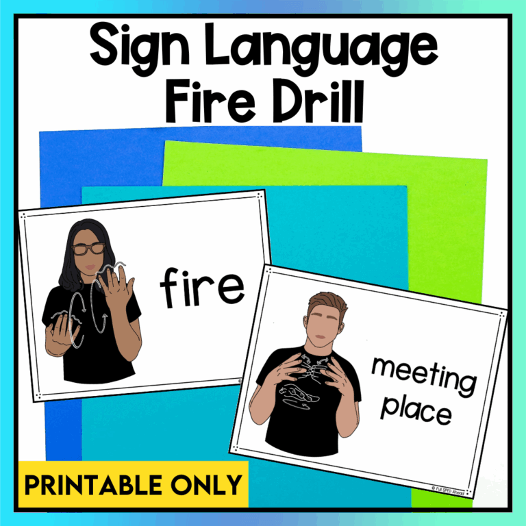 Fire Drill Practice ASL Sign Language Printable Bulletin Board Posters ...
