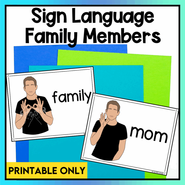 Family Members Words ASL Sign Language Printable Bulletin Board Posters ...