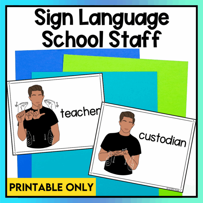 School Staff Members ASL Sign Language Printable Bulletin Board Posters ...