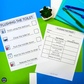 Flushing the Toilet Visual Task Analysis Template Special Education ...