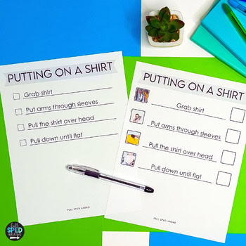 How to Put on a Shirt Classroom Visual Task Analysis Template Special ...