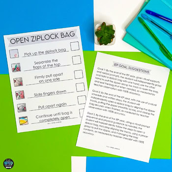 Open Zipper Baggie Visual Task Analysis Template Special Education Life ...