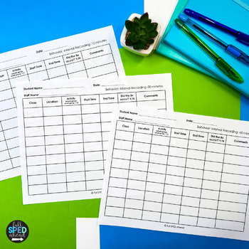 Special Education Printable Data Collection Form No Prep Bundle Autism ...