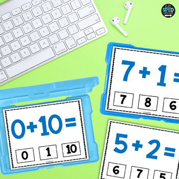 Addition Numbers 0-12 Math Activity Task Cards Autism Centers Special ...