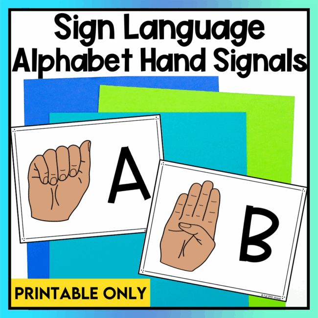 ASL Sign Language Alphabet Hand Signals Printable Bulletin Board Poster ...