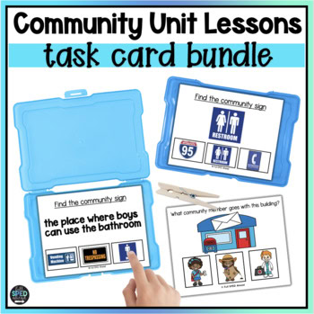Community Helpers and Signs Unit Lessons Task Cards for Special ...