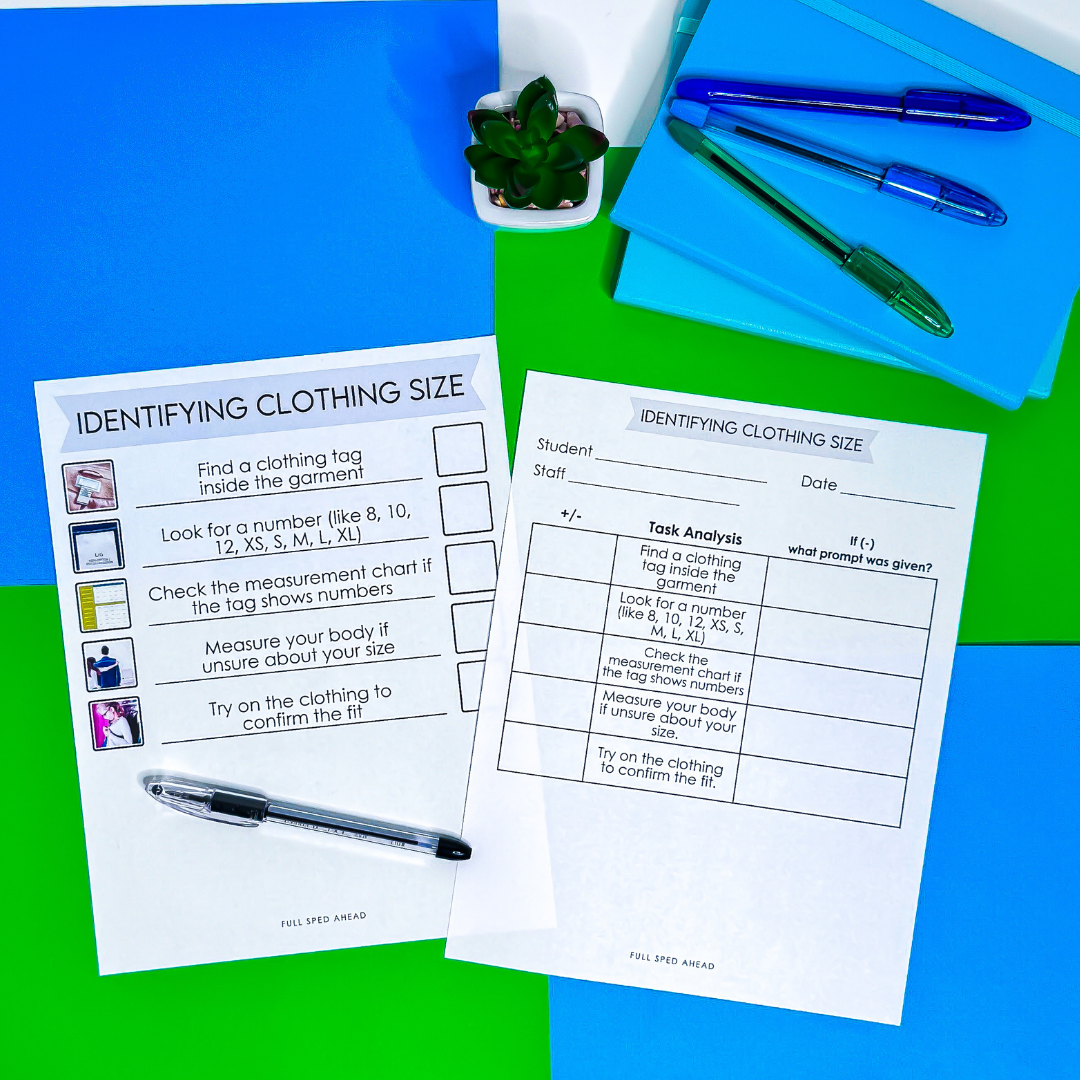 How To Identify Clothes Sizes Visual Task Analysis Template Special ...