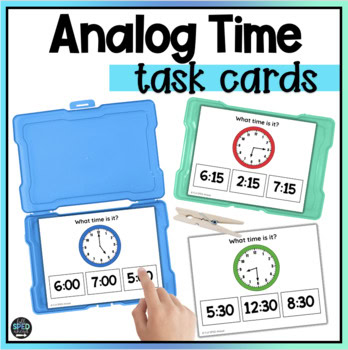 Math Analog Identification Telling Time Clock Task Card Center Special ...