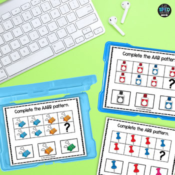 Math Geometry Sequences Patterns Task Cards Autism Centers Special ...