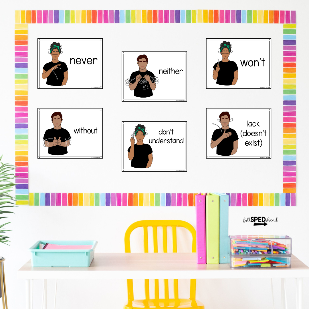 Negative Words ASL Sign Language Printable Bulletin Board Posters ...
