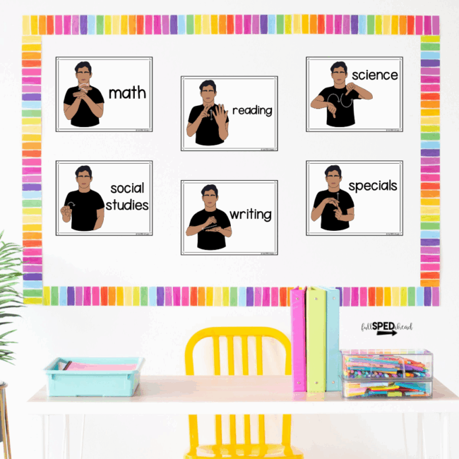 School Schedule Words ASL Sign Language Printable Bulletin Board ...
