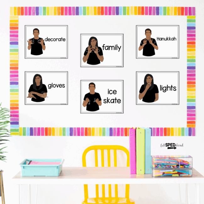 Winter Words ASL Sign Language Lesson Printable Bulletin Board Posters ...