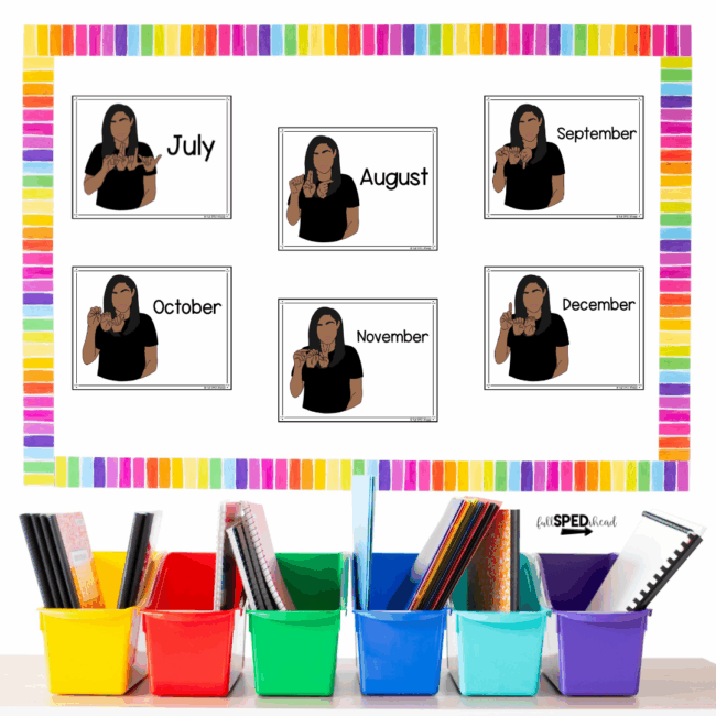 Months Words Calendar ASL Sign Language Printable Bulletin Board ...