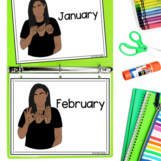 Months Words Calendar ASL Sign Language Printable Bulletin Board ...