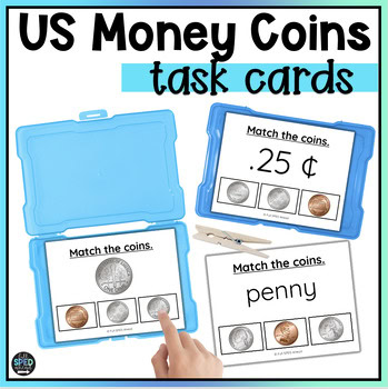 US Money Identification Coins Task Cards for Special Education Math ...