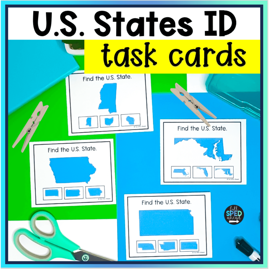 Social Studies U.S. States Geography Task Cards Special Education ...