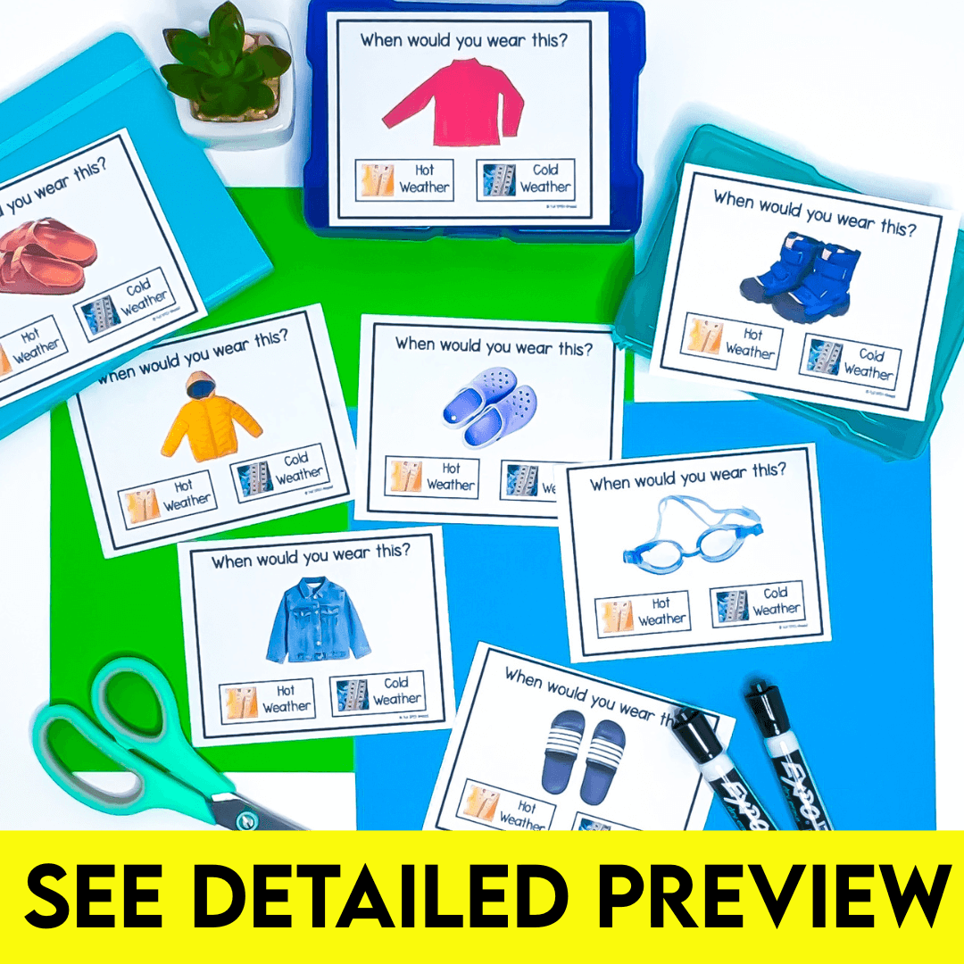 Morning Meeting Dress for Weather Calendar Printable Task Card Special ...