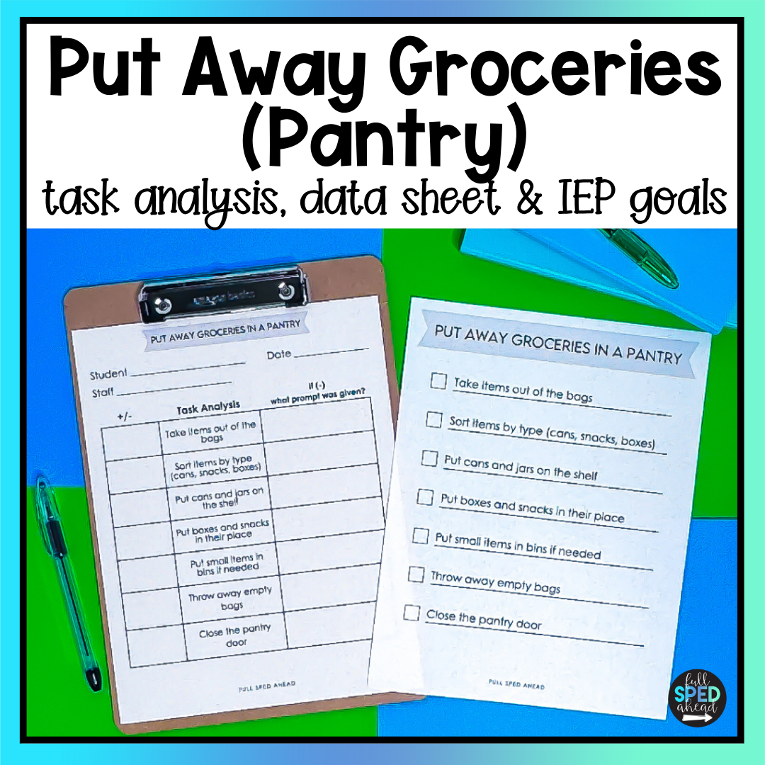Put Away Groceries in Pantry Use Individual Visual Schedule Checklist ...