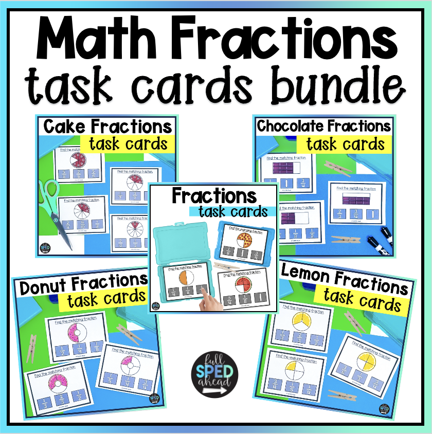 Measurement Identifying Fractions with Food Math Task Cards Special ...