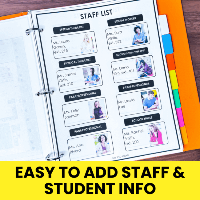 Substitute Teacher Planner Emergency Sub Binder Editable Special ...