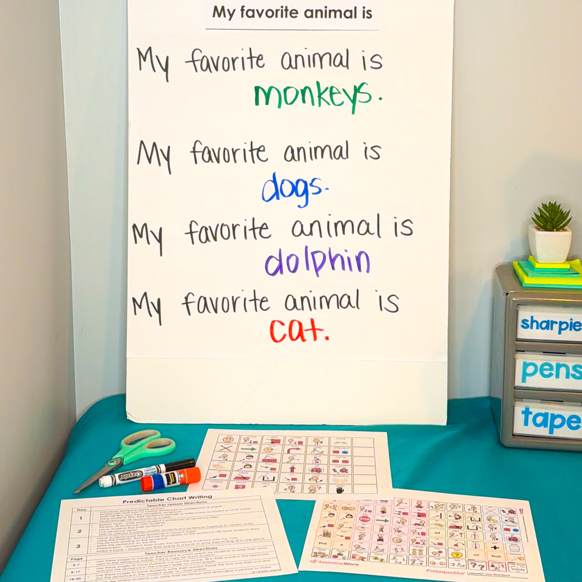 Animals Predictable Chart Writing Curriculum Prompt Sentences Special ...