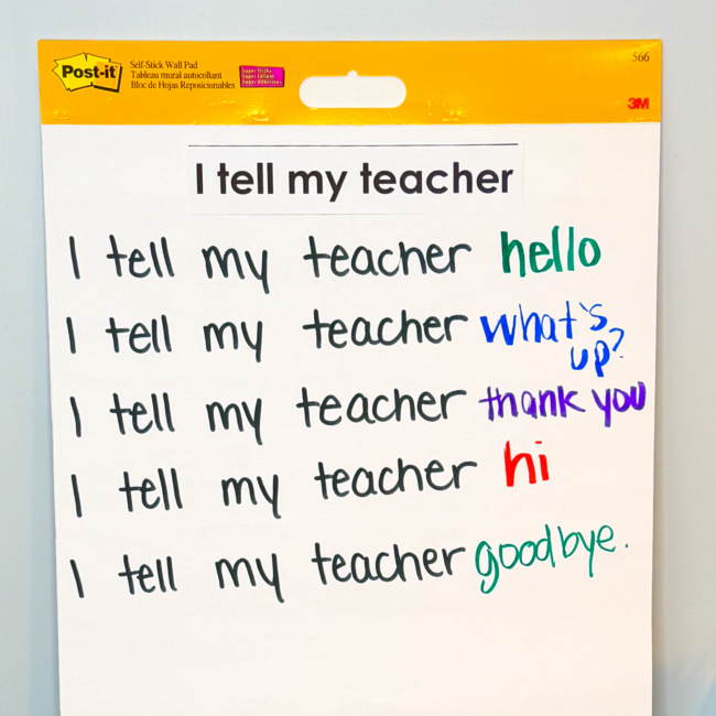 Social Predictable Chart Writing Curriculum Prompts Sentences Special ...