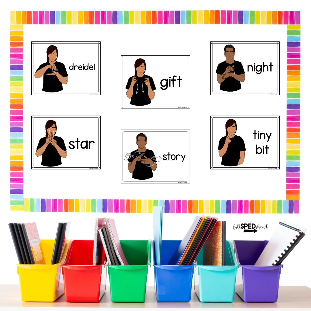Hanukkah Sign Language Hand Signals Printable Visual Bulletin Board ASL ...