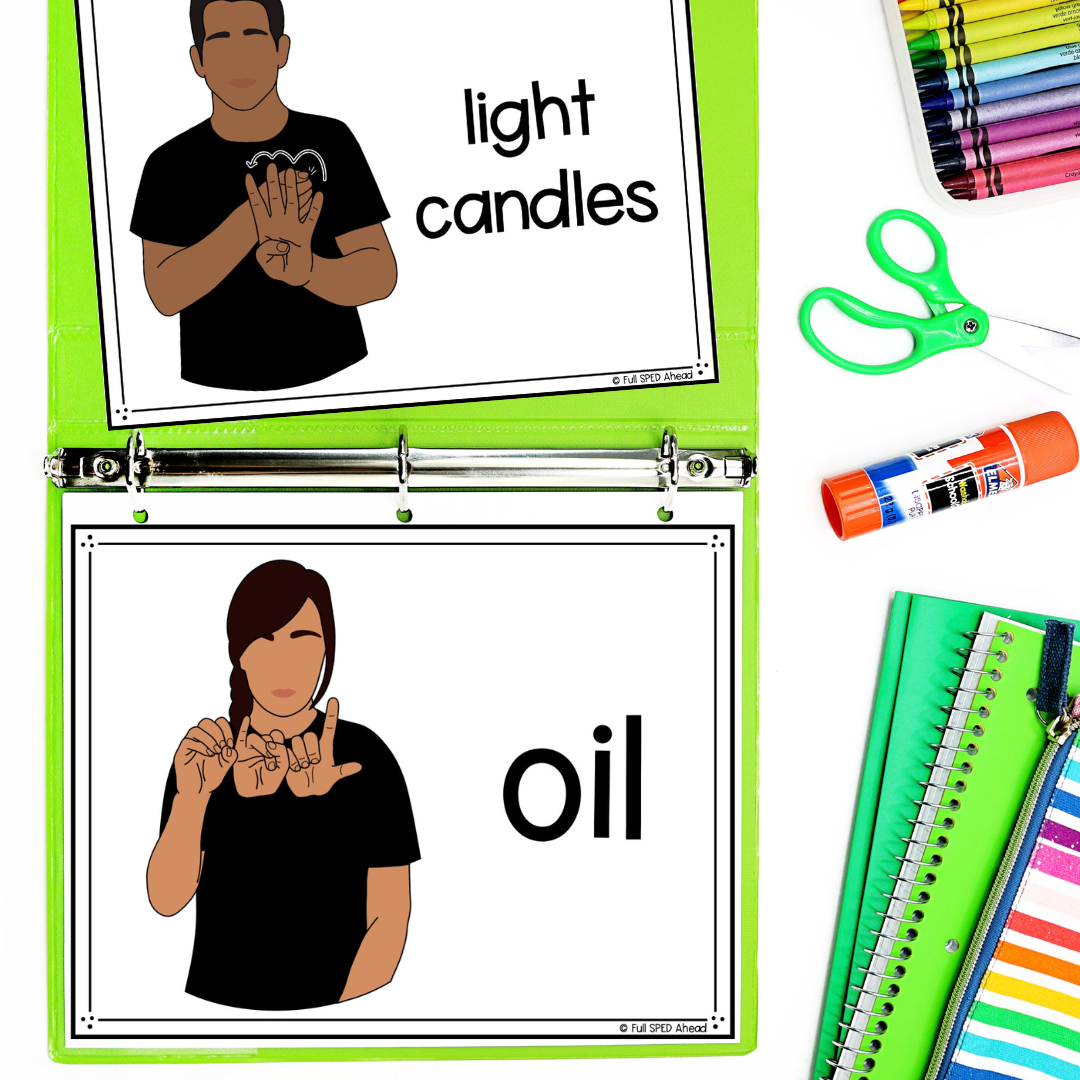 Hanukkah Sign Language Hand Signals Printable Visual Bulletin Board ASL ...