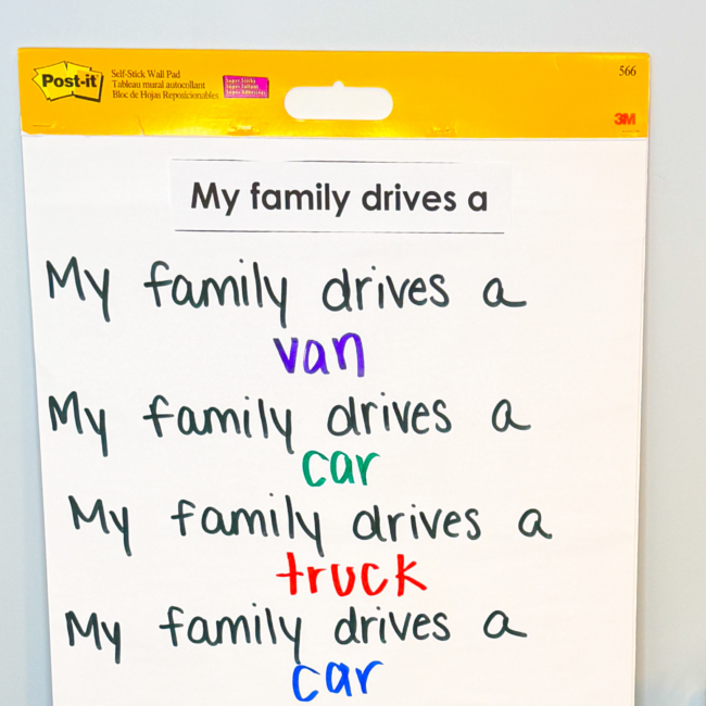 Transportation Predictable Chart Writing Curriculum Sentences Special ...